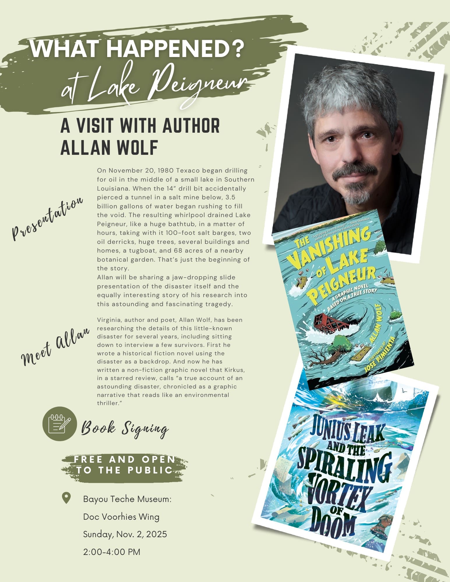 What Happened to Lake Peigneur - A Visit with Author Allan Wolf - Bayou ...